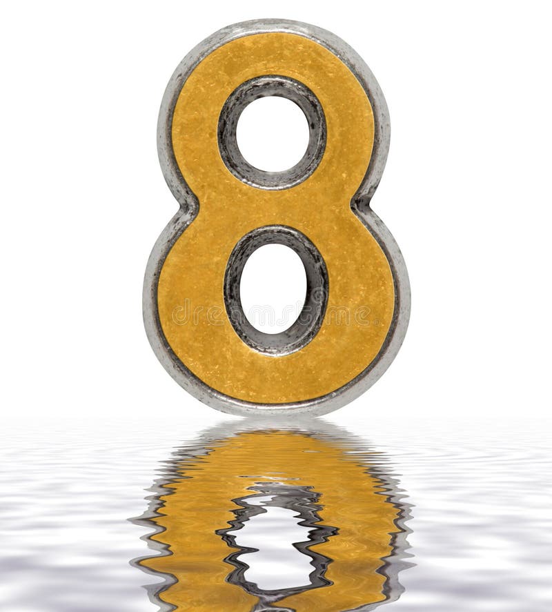 Numeral 8, Eight, Reflected on the Water Surface, Isolated Stock ...