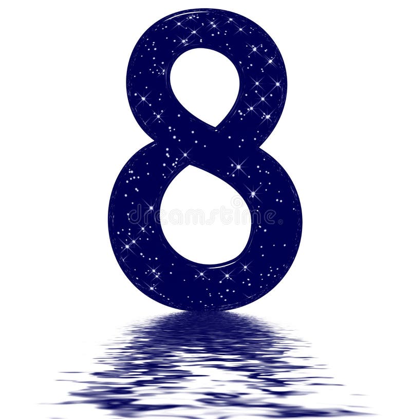 Numeral 8, Eight, Star Sky Texture Imitation, Reflected on the Water ...