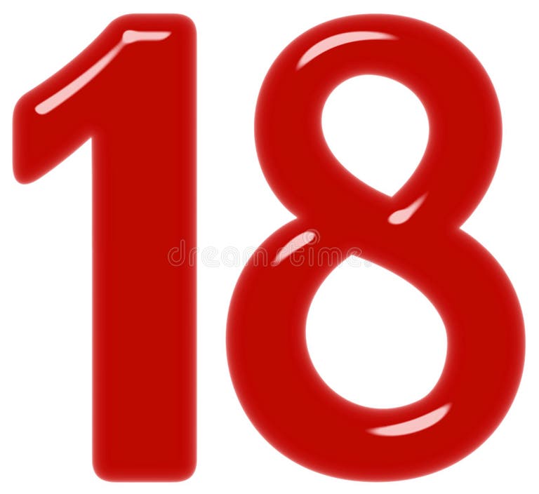 Numeral 18, Eighteen, Isolated on White Background, 3d Render Stock ...