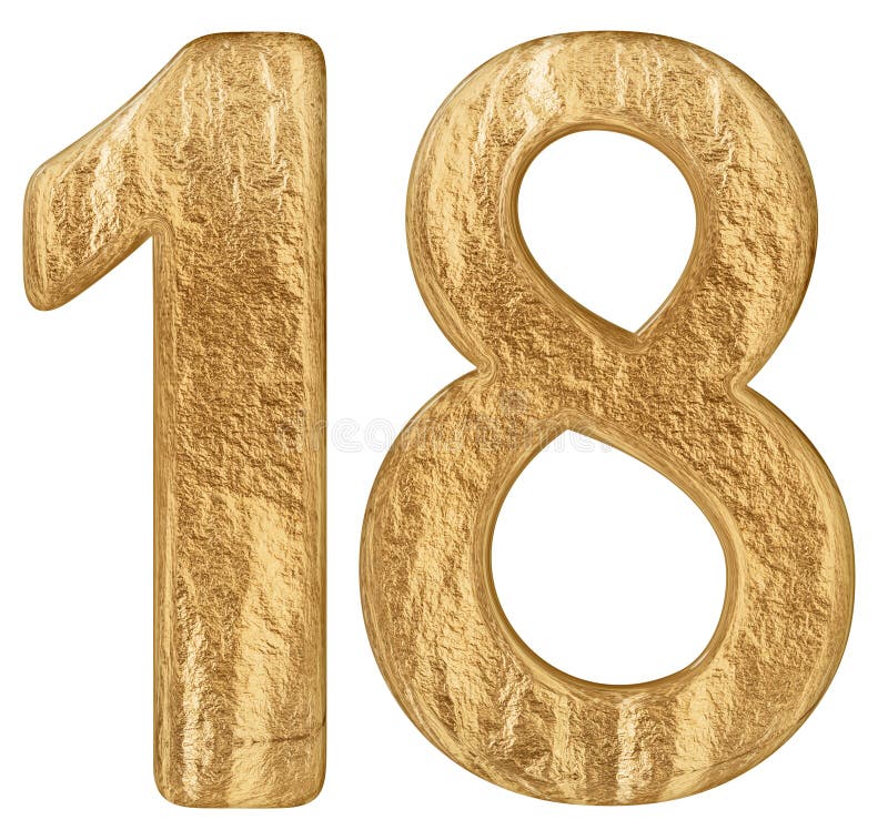 Numeral 18, Eighteen, Isolated on White Background, 3d Render Stock ...