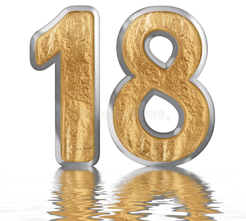 Numeral 18, Eighteen, Isolated on White Background, 3d Render Stock ...