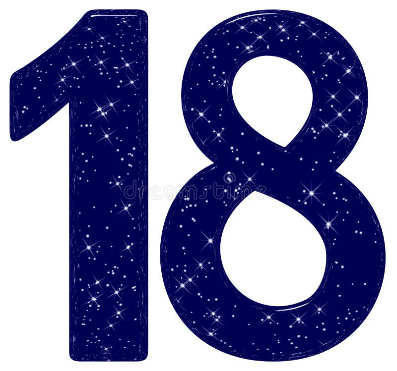 Numeral 18, Eighteen, Isolated on White Background, 3d Render Stock ...