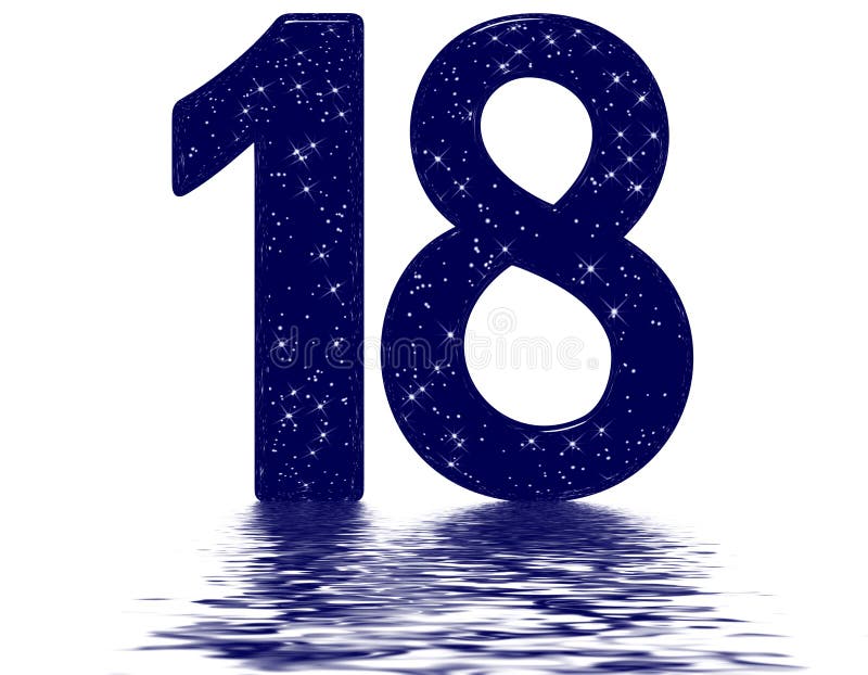 Numeral 18, Eighteen, Isolated on White Background, 3d Render Stock ...