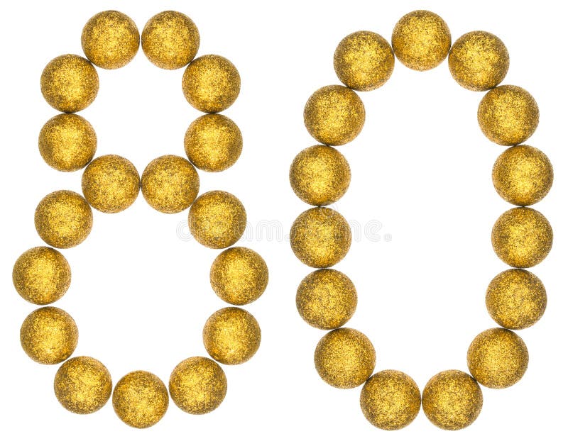 Numeral 80, Eighty, from Decorative Balls, Isolated on White Background ...
