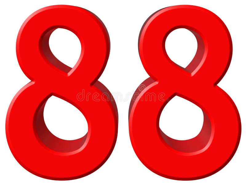 Numeral 88, Eighty Eight, Isolated on White Background, 3d Render Stock ...