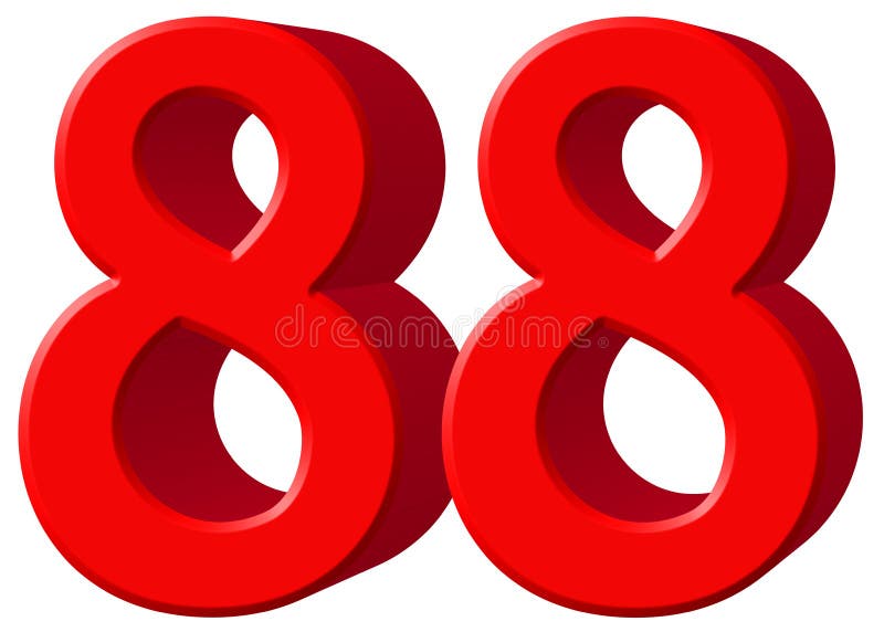 Numeral 88, Eighty Eight, Isolated on White Background, 3d Render Stock ...