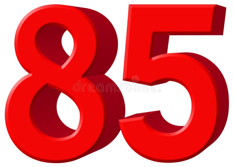 Numeral 85, Eighty Five Isolated on White Background, 3d Render Stock ...