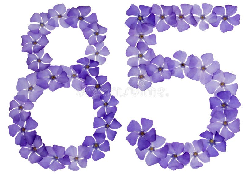 Numeral 85, Eighty Five, from Natural Blue Flowers of Periwinkle ...