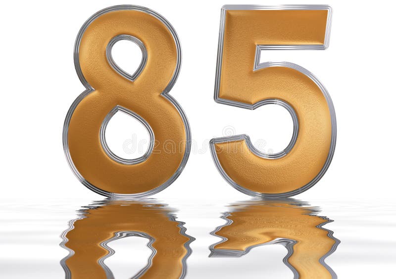 Numeral 85, Eighty Five, Reflected on the Water Surface, Isolate Stock ...