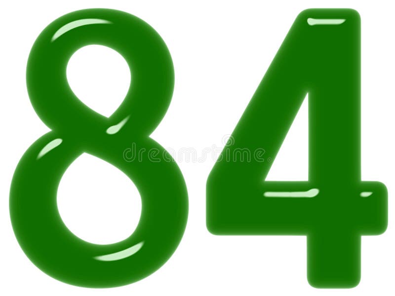 Numeral 84, Eighty Four, Isolated on White Background, 3d Render Stock ...