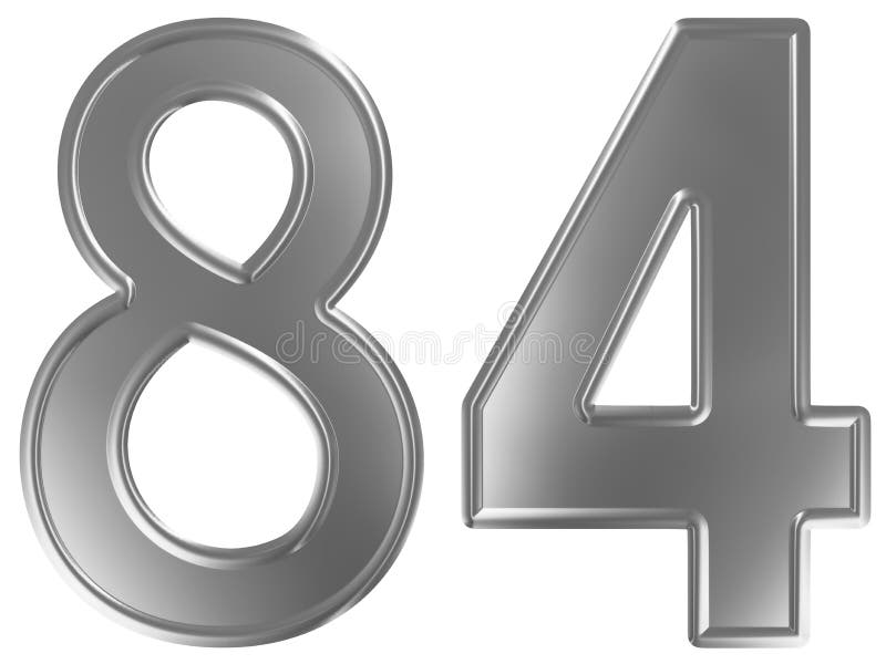 Numeral 84, Eighty Four, Isolated on White Background, 3d Render Stock ...
