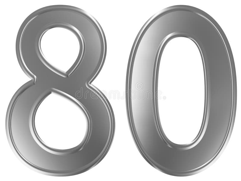 Numeral 80, Eighty, Isolated on White Background, 3d Render Stock ...