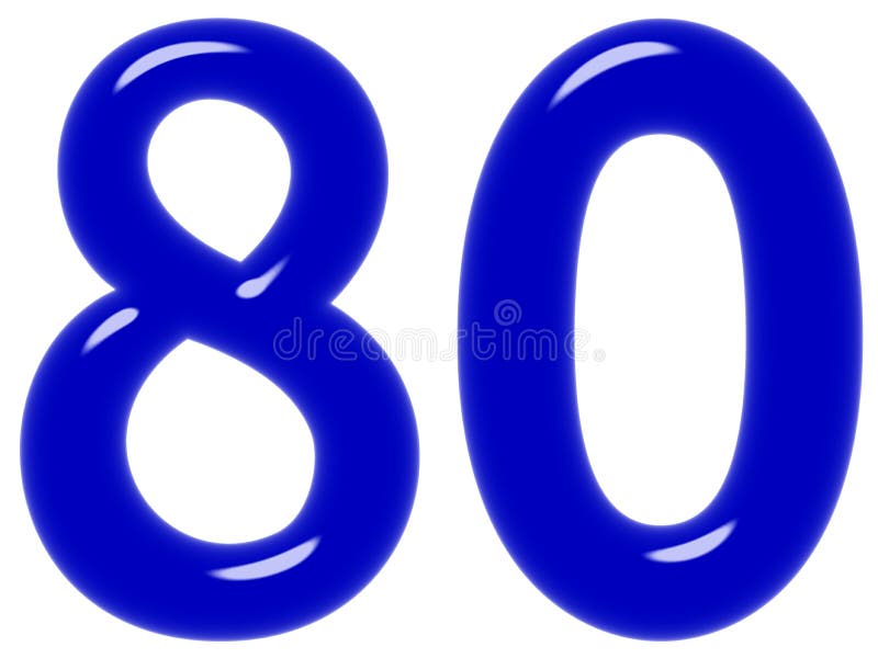 Numeral 80, Eighty, Isolated on White Background, 3d Render Stock ...