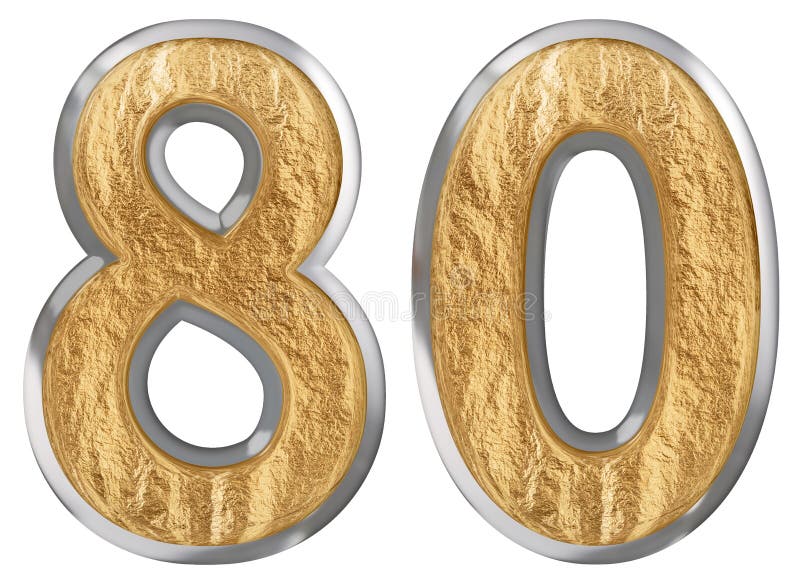 Numeral 80, Eighty, Isolated on White Background, 3d Render Stock ...