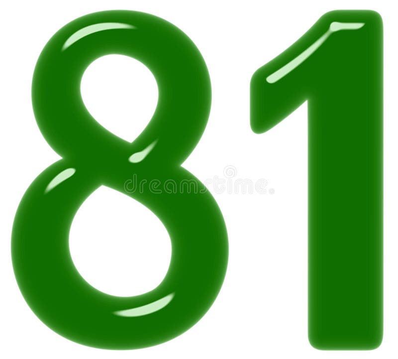 Numeral 81, Eighty One, Isolated on White Background, 3d Render Stock ...