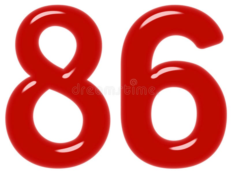 Numeral 86, Eighty Six Isolated on White Background, 3d Render Stock ...