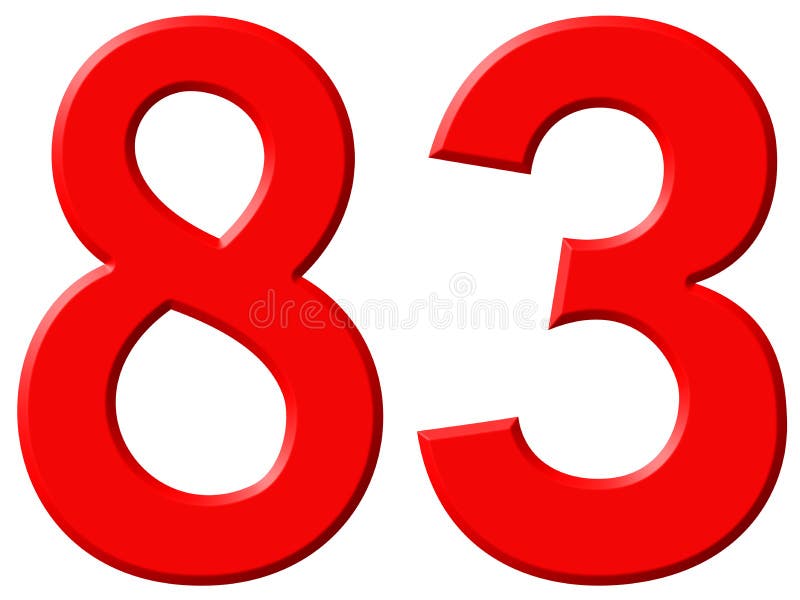 Numeral 83, Eighty Three, Isolated on White Background, 3d Stock ...