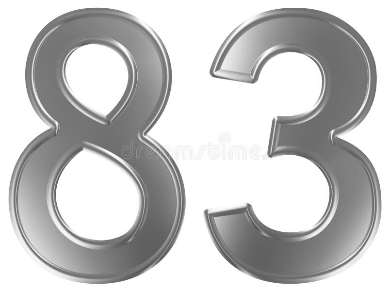 Numeral 83, Eighty Three, Isolated on White Background, 3d Render Stock ...