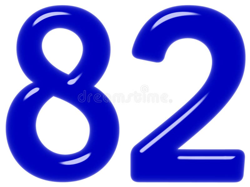 Numeral 82, Eighty Two, Isolated on White Background, 3d Render Stock ...