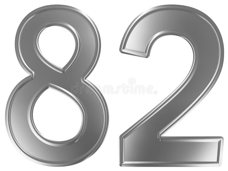 Numeral 82, Eighty Two, Isolated on White Background, 3d Render Stock ...
