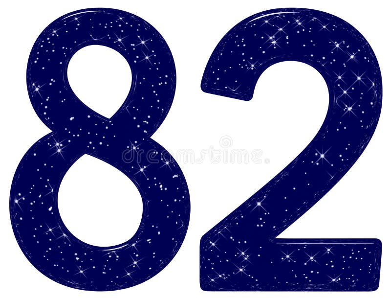 Numeral 82, Eighty Two, Star Sky Texture Imitation, Isolated on White ...