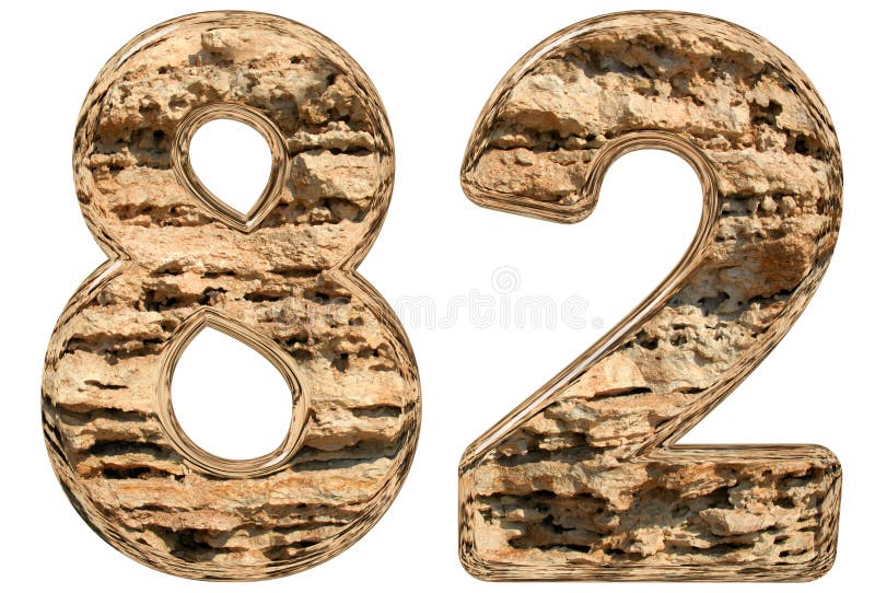 Numeral 82, Eighty Two, on White, Natural Limestone, 3d Stock ...