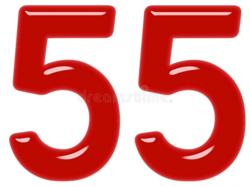Numeral 55, Fifty Five, Isolated on White Background, 3d Render Stock ...