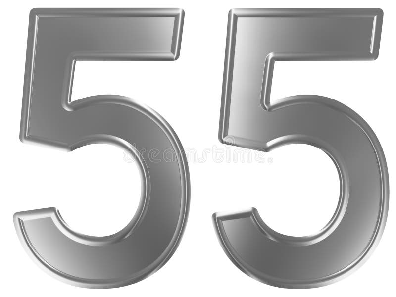 Numeral 55, Fifty Five, Isolated on White Background, 3d Render Stock ...