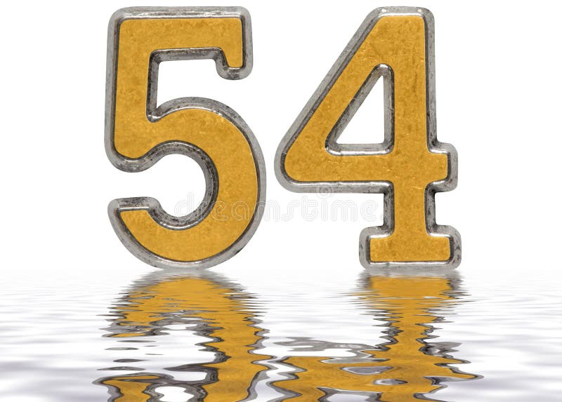 Numeral 54, Fifty Four, Reflected on the Water Surface, Isolated Stock ...