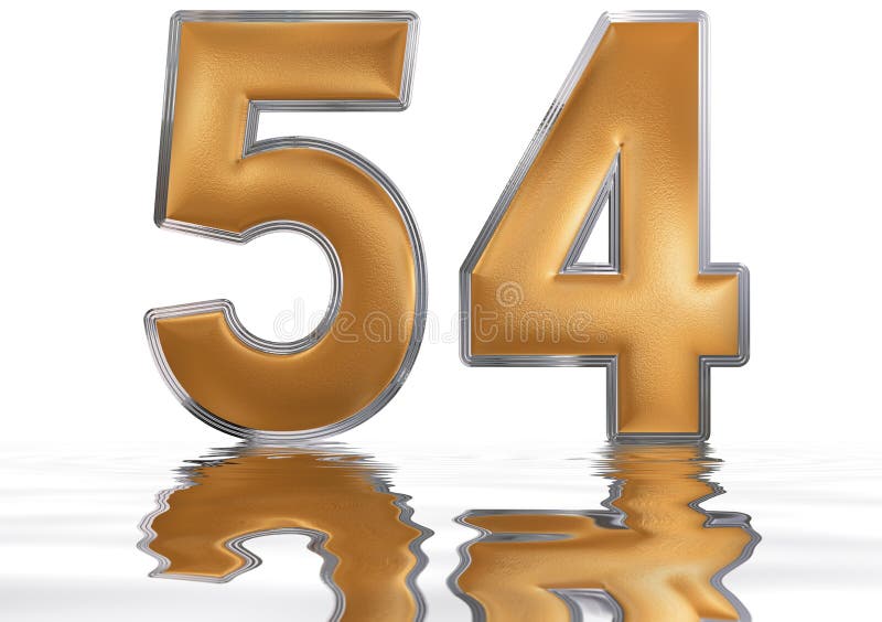 Numeral 54, Fifty Four, Reflected on the Water Surface, Stock ...