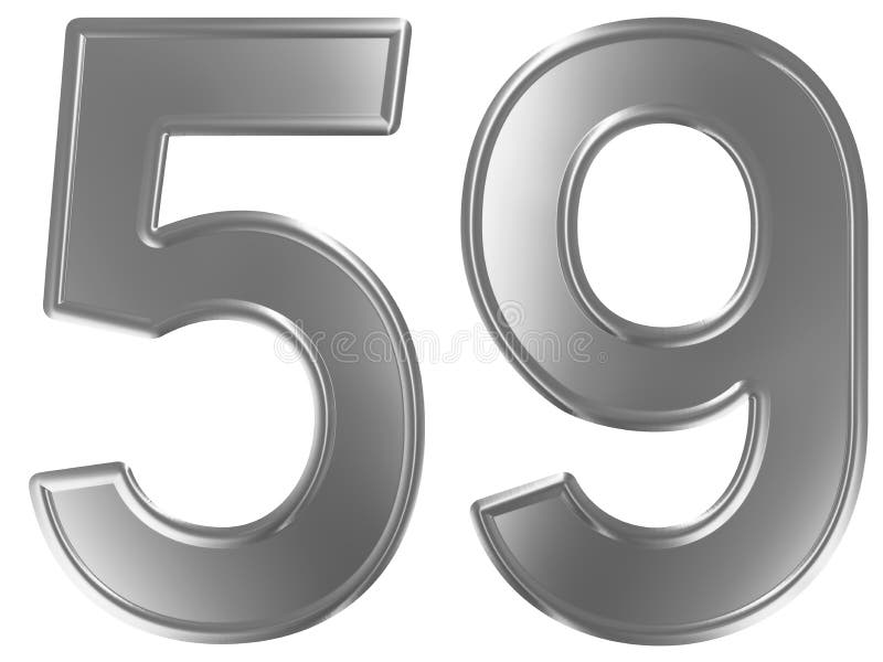 Numeral 59, Fifty Nine, Isolated on White Background, 3d Render Stock ...