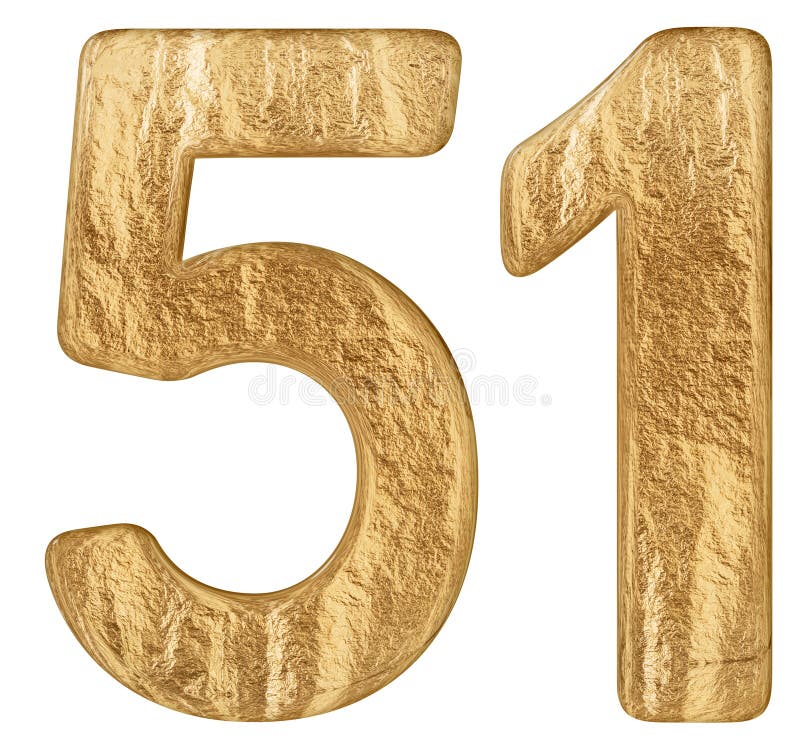 Numeral 51, Fifty One, Isolated on White Background, 3d Render Stock ...
