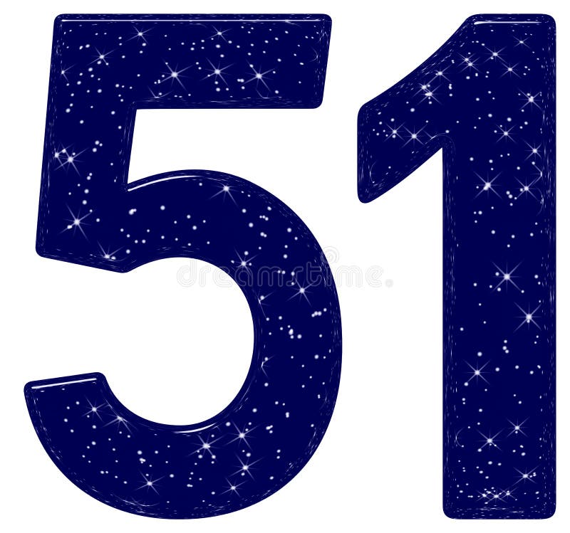 Numeral 51, Fifty One, Star Sky Texture Imitation, Isolated on White ...