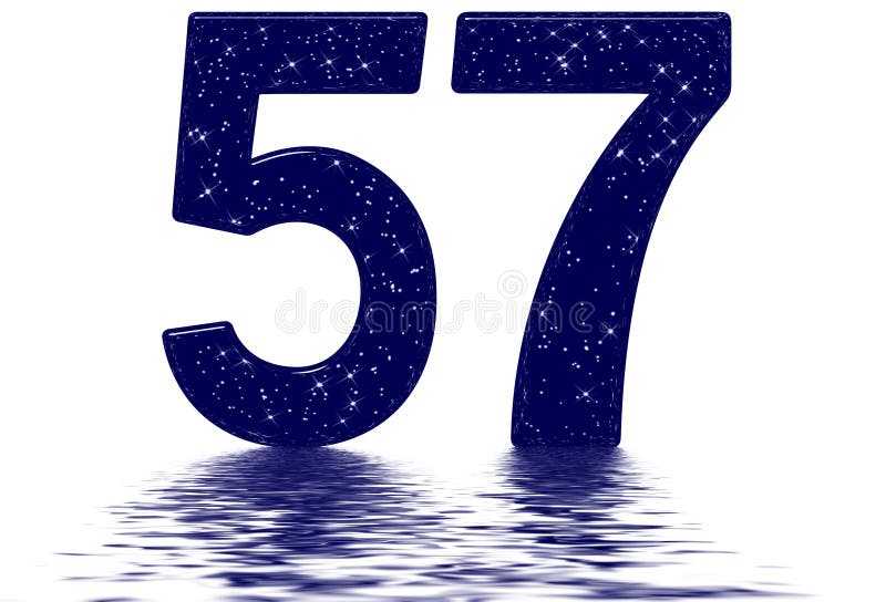 Numeral 57, Fifty Seven, Star Sky Texture Imitation, Reflected on the ...