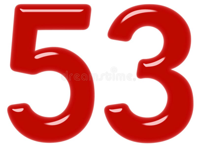 Numeral 53, Fifty Three, Isolated on White Background, 3d Render Stock ...