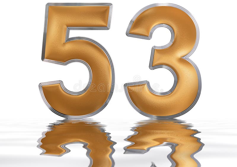 Numeral 53, Fifty Three, Reflected on the Water Surface, Isolate Stock ...