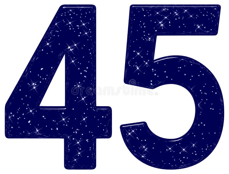 Numeral 45, Forty Five, Star Sky Texture Imitation, Isolated on White ...