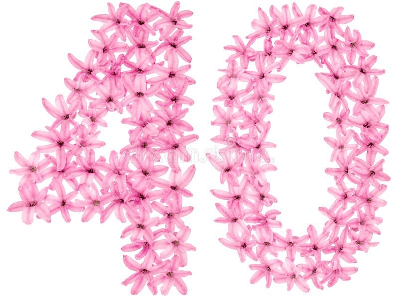Numeral 40, Forty, Four, from Natural Flowers of Hyacinth, Isolated on ... Numeral 40, Forty, Four, from Natural Flowers of Hyacinth, Isolated on ...