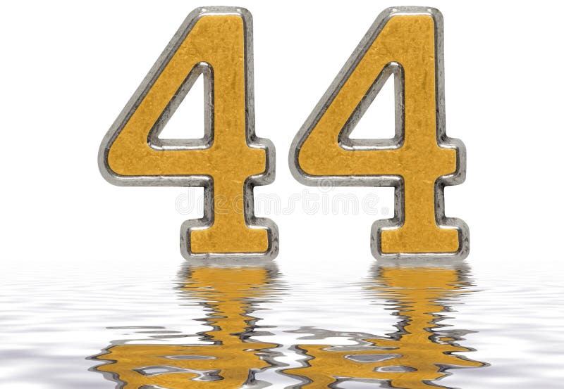 Numeral 44, Forty Four, Reflected on the Water Surface, Isolated Stock ...
