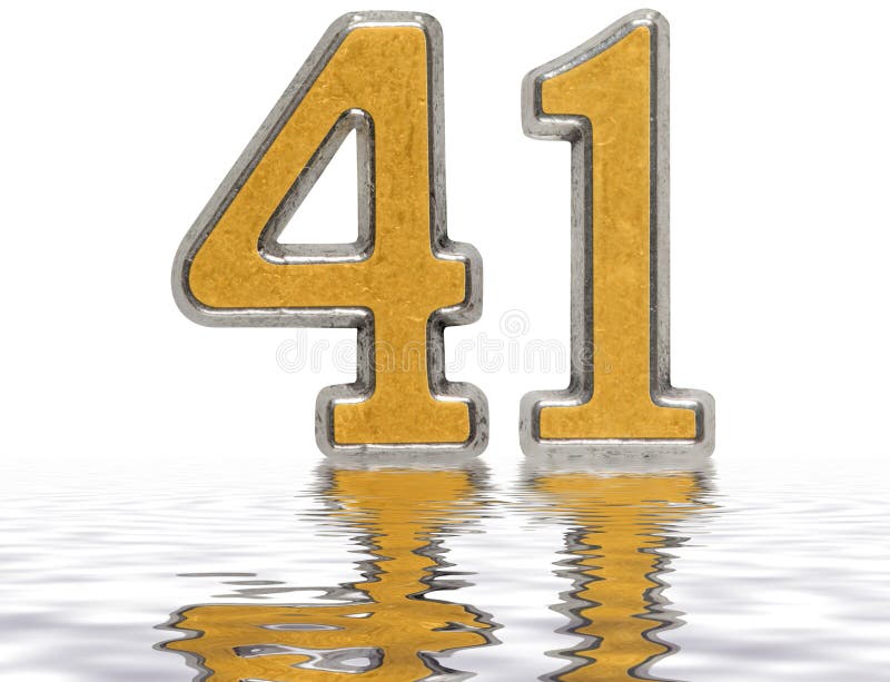 Numeral 41, Forty One, Reflected on the Water Surface, Isolated Stock ...