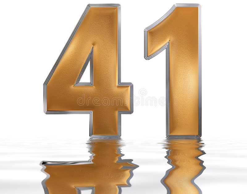 Numeral 41, Forty One, Reflected on the Water Surface, Stock ...