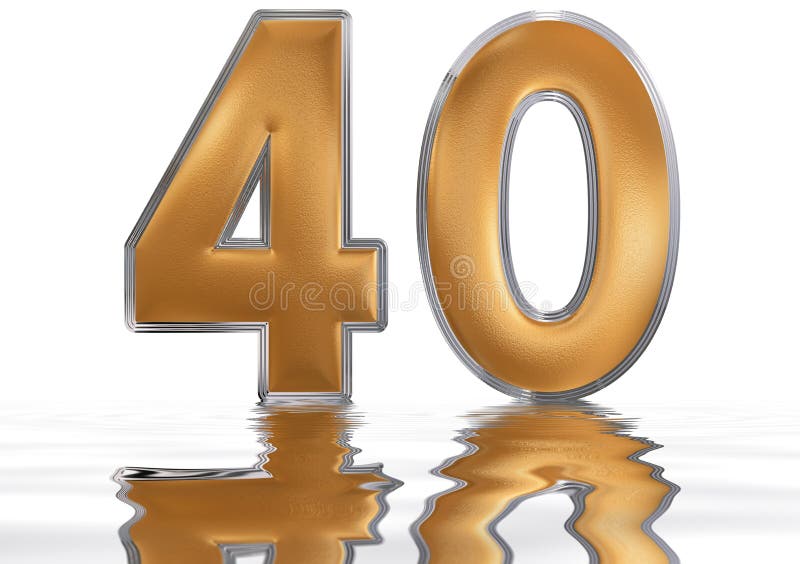 Numeral 40, Forty, Reflected on the Water Surface, on Stock ...