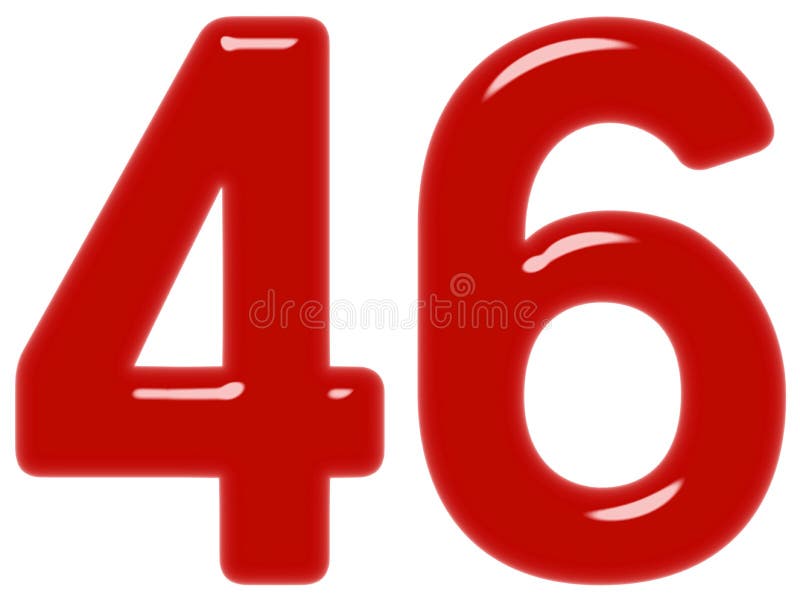Numeral 46, Forty Six, Isolated on White Background, 3d Render Stock ...