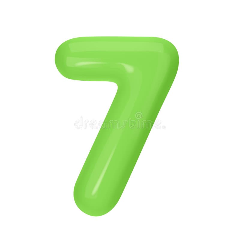 Numeral 7 - Green Plastic Balloon Number Seven Isolated on White ...