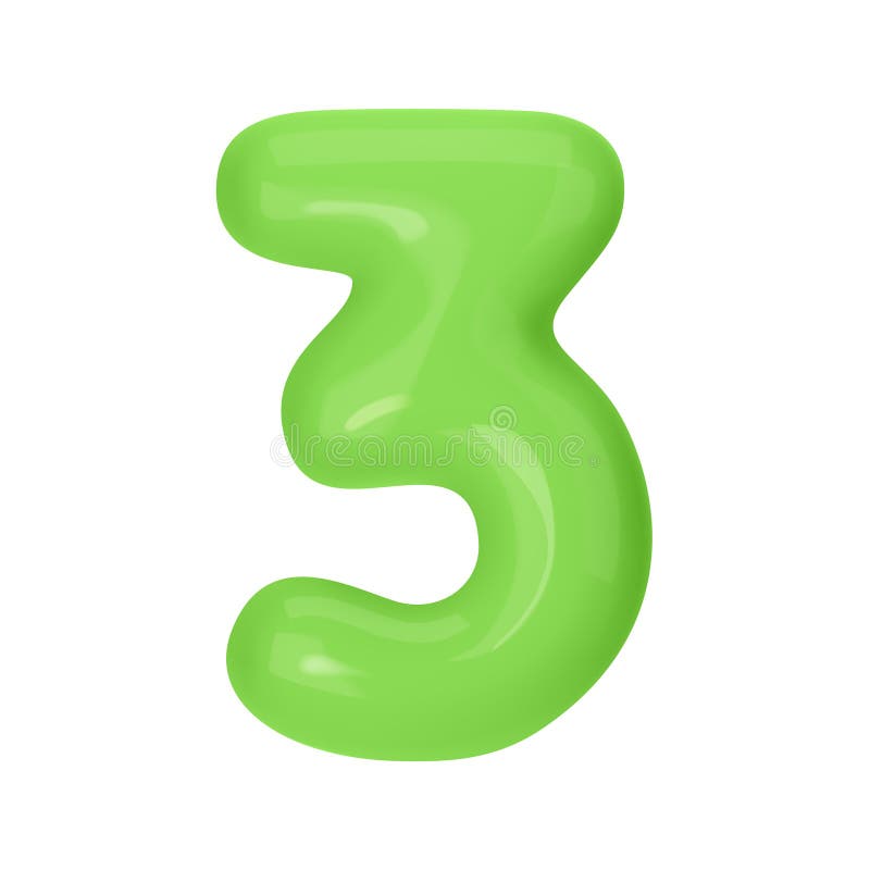Numeral 3 - Green Plastic Balloon Number Three Isolated on White ...