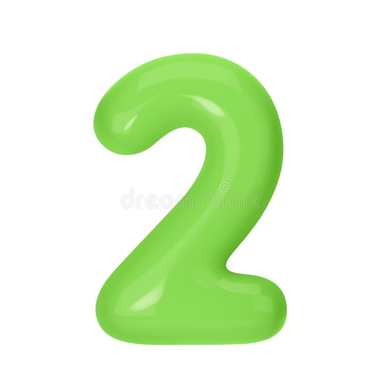 Numeral 2 - Green Plastic Balloon Number Two Isolated on White ...