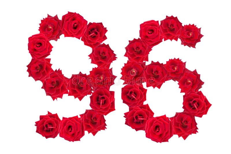 Numeral 96 Made of Red Roses on a White Isolated Background. Element ...