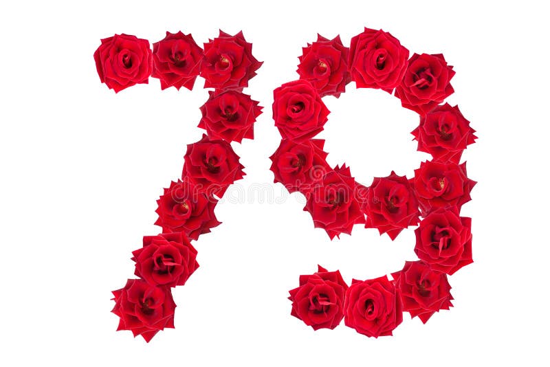 Numeral 79 Made of Red Roses on a White Isolated Background. Element ...
