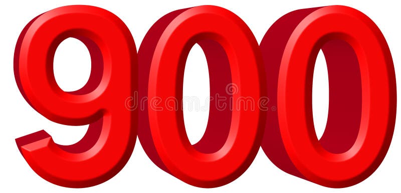 Numeral 900, Nine Hundred, Isolated on White Background, 3d Stock ...