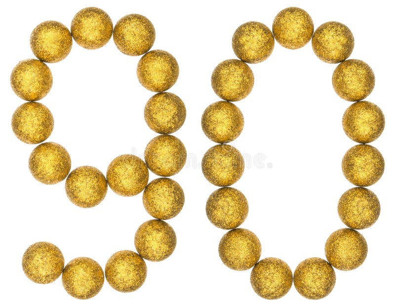 Numeral 90, Ninety, from Decorative Balls, Isolated on White Background ...